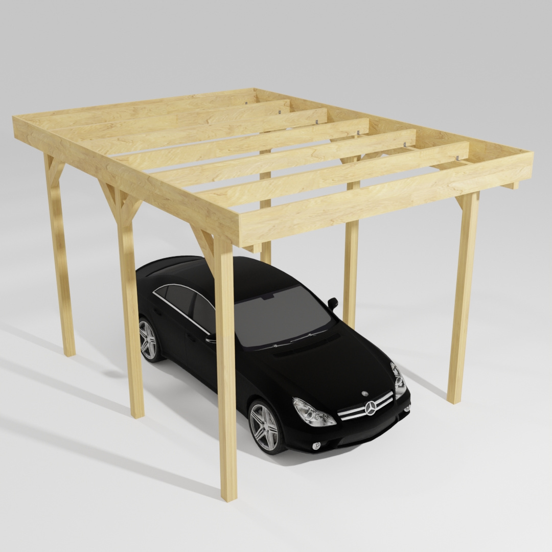 Wiata | Garażowa Drewniana Dakota I 360 x 500 cm - Słupek 12 x 12 x 290 ...